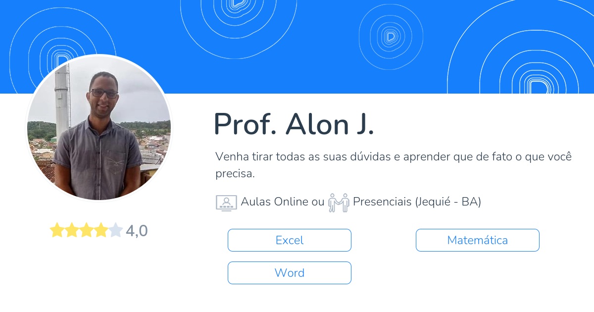 Alon J. - Venha tirar todas as suas dúvidas e... | Profes