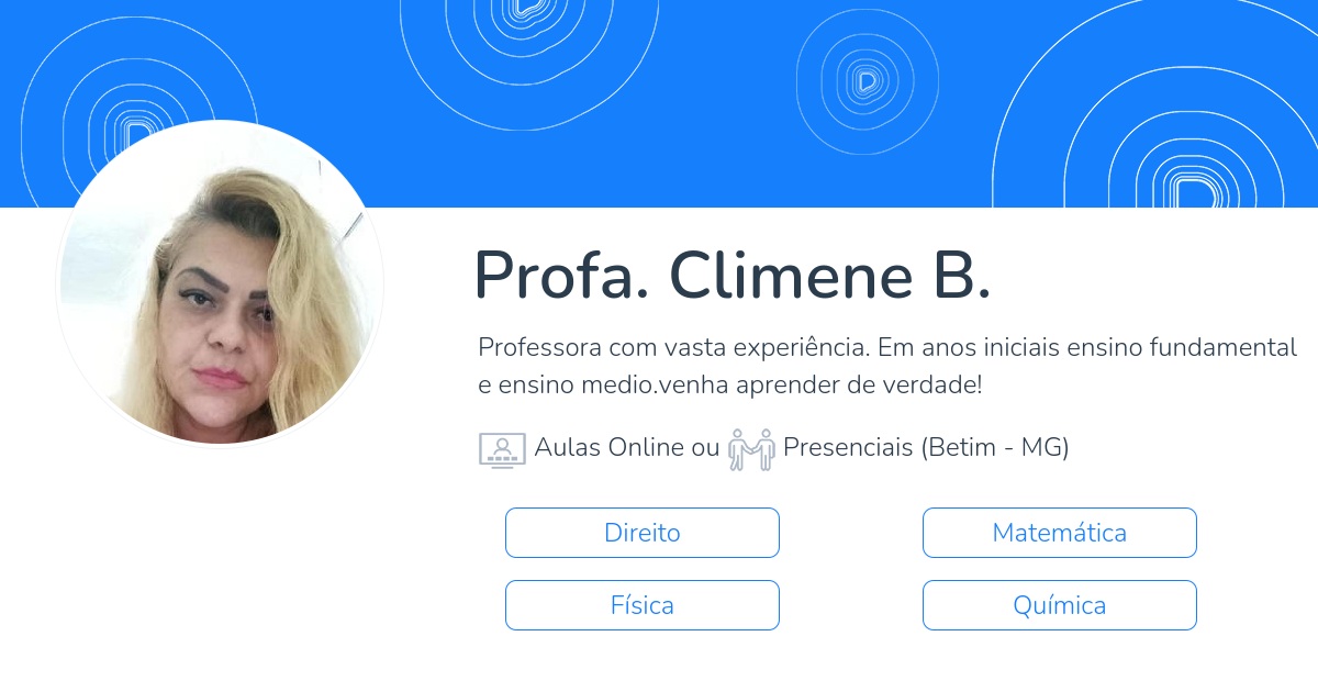 Climene B. - Professora com vasta experiência. Em... | Profes