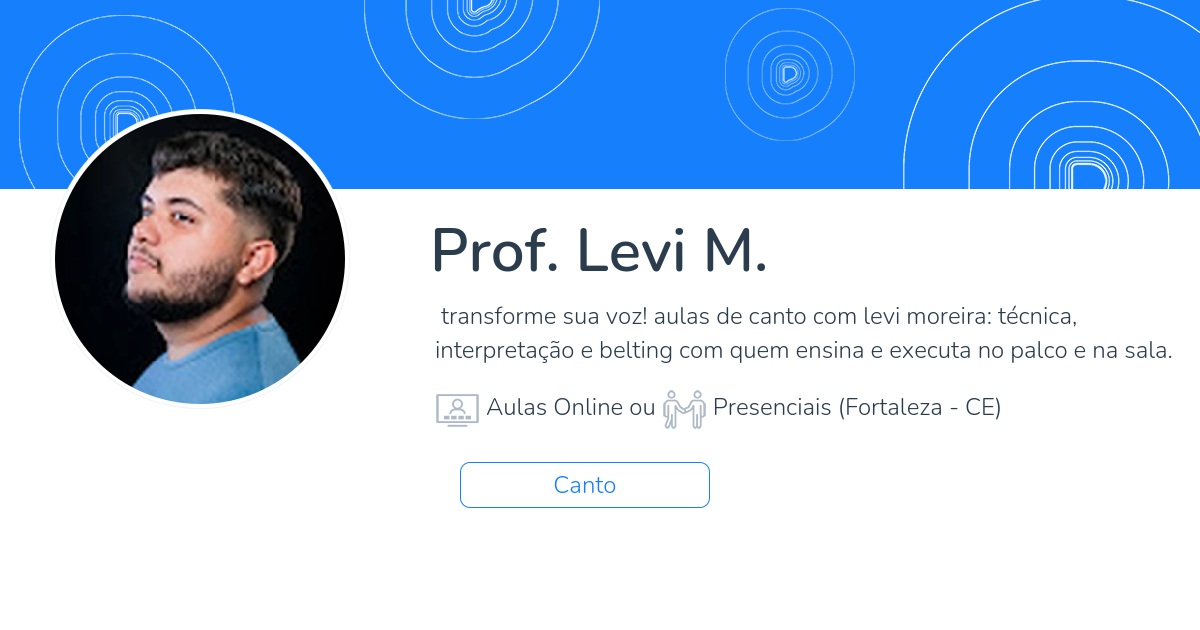 Levi M. - 🎶 transforme sua voz! aulas de canto com... | Profes