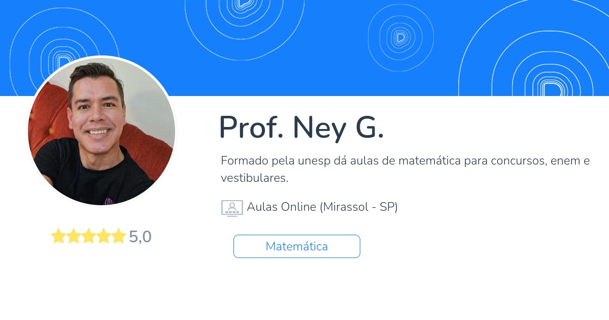 Ney G. - Formado pela unesp dá aulas de matemática... | Profes