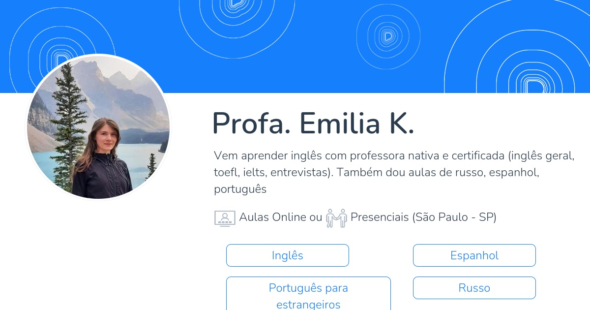 Emilia K. - Vem aprender inglês com professora... | Profes